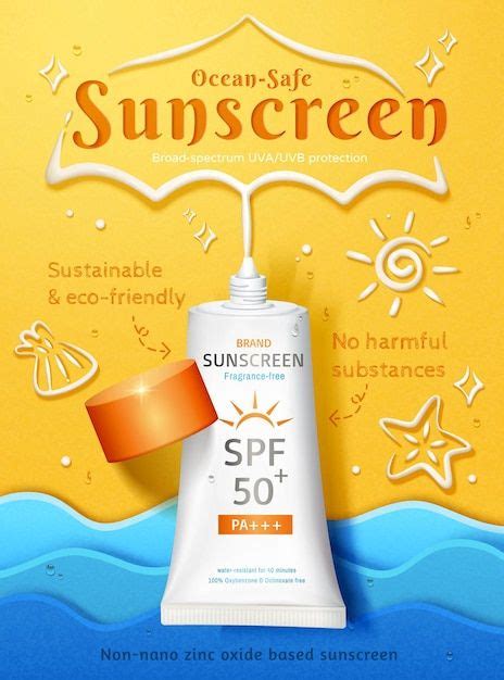 3d Summer Sunscreen Ad Template Premium Vector In 2025 Cosmetic Creative Sunscreen