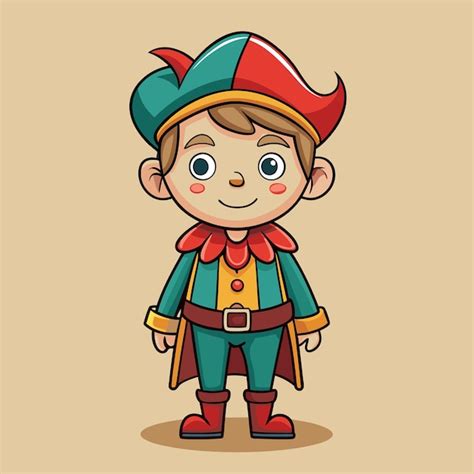 Playful Cartoon Boy Wearing Jester Costume Cartoon Vector Illustration