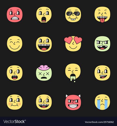 Cute Smile Emoji Pack Elements Eps10 Royalty Free Vector