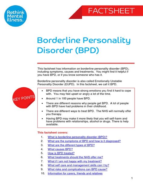 Borderline Personality Disorder Bpd Factsheet Pdf Borderline Personality Disorder