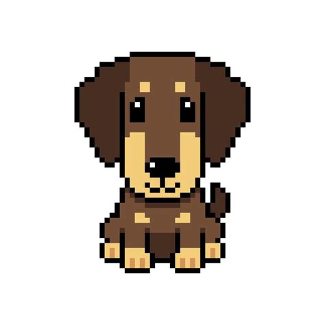 Pixel Art A Cute Dachshund Dog In Retro Style 68102705 Vector Art At
