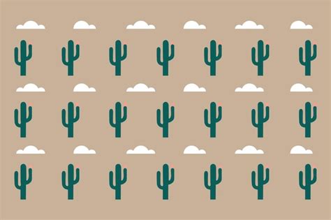 Premium Vector Clean Pattern With Cactus Cloud Flat Modern Shapes