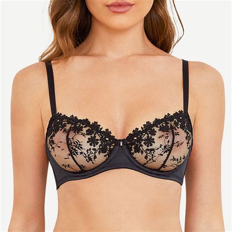 Wingslove See Through Bra Embroidered Unlined Sexy Lace Underwire Bra