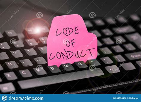 Hand Writing Sign Code Of Conduct Concept Meaning Ethics Rules Moral Codes Ethical Principles