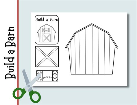 Build A Barn Digital Printable Coloring Activity Cut And Paste