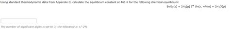 solved using standard thermodynamic data from appendix d