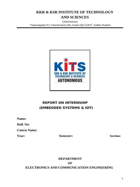 Summer Internship Document Embedded Systems And Iot 1 Pdf