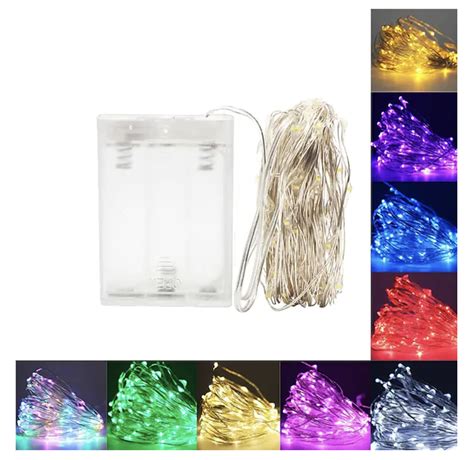 2m 20 Led Battery Pack Silver Wire Seed Fairy Lights