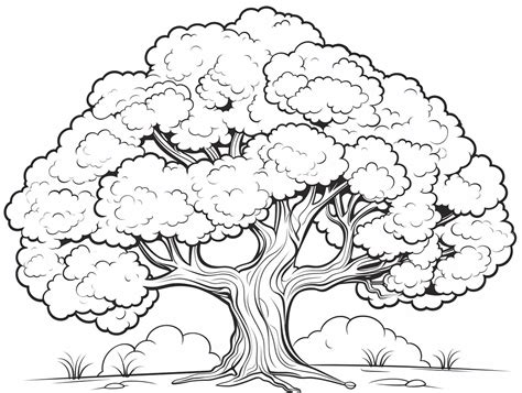 Elegant Oak Tree Color Page Coloring Page