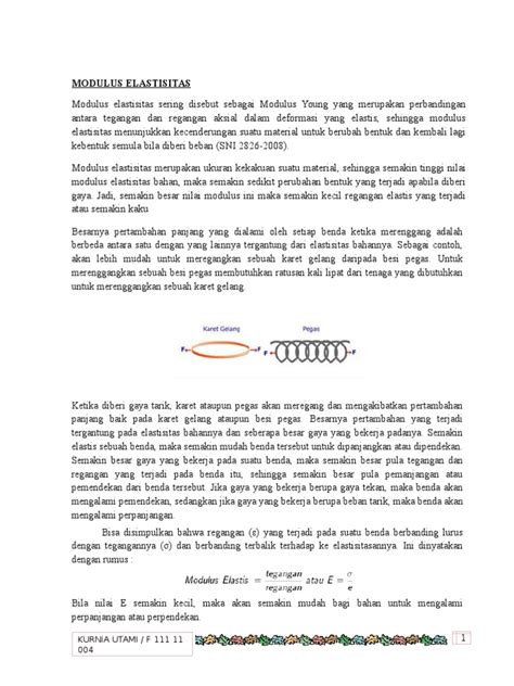 Modulus Elastisitas Tegangan Regangan Da Pdf