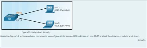Solved Figure Switch Port Security Based On Figure Chegg