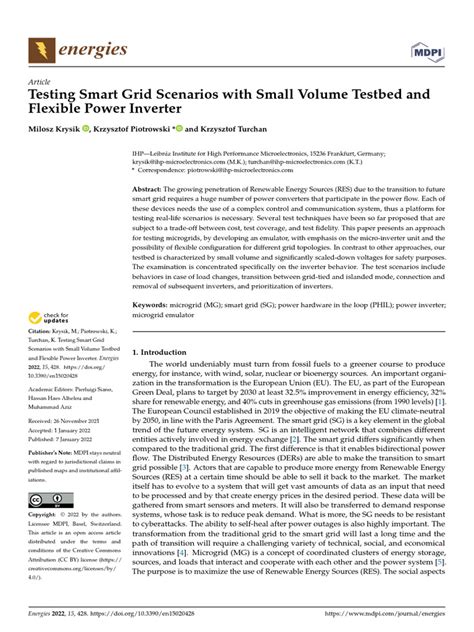 testing smart grid scenarios with small volume testbed and flexible power inverter pdf power