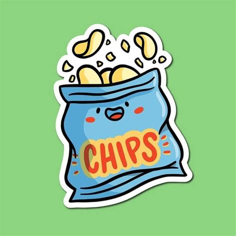 Potato Chips Vinyl Sticker Bag Of Chips Sticker Cute Food Sticker