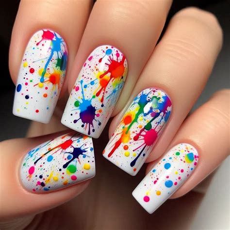 Rainbow Splatter Nail Designs Rainbow Nail Art Splatter Nails