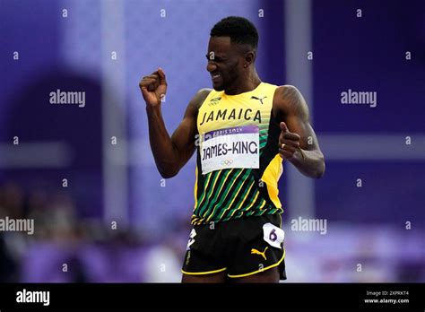 Malik James King Of Jamaica Reacts Following His Mens 400 Meter Hurdles Semifinal At The 2024
