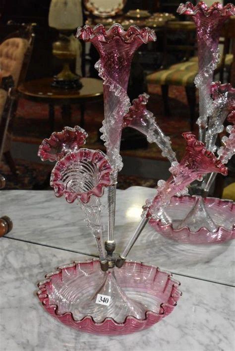 Victorian Ruby Glass Epergne With Four Branches British Victorian