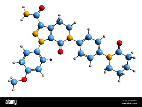 3d Image Of Apixaban Skeletal Formula Molecular Chemical Structure Of