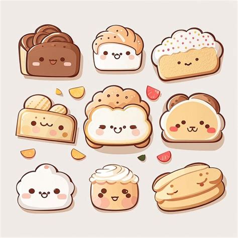 4000 Kawaii Bread Symbols Pictures
