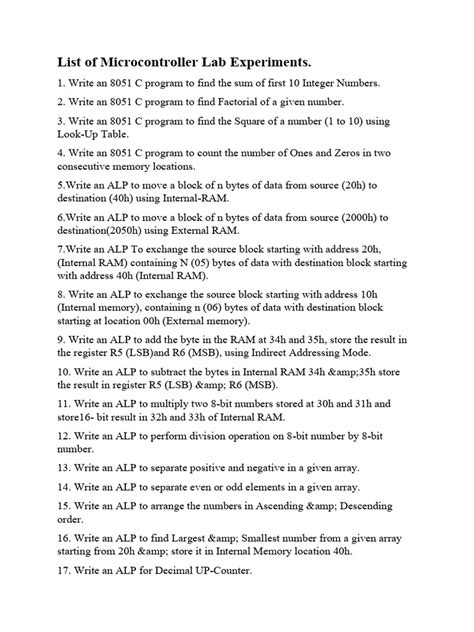 8051 Microcontroller Lab Programs Pdf