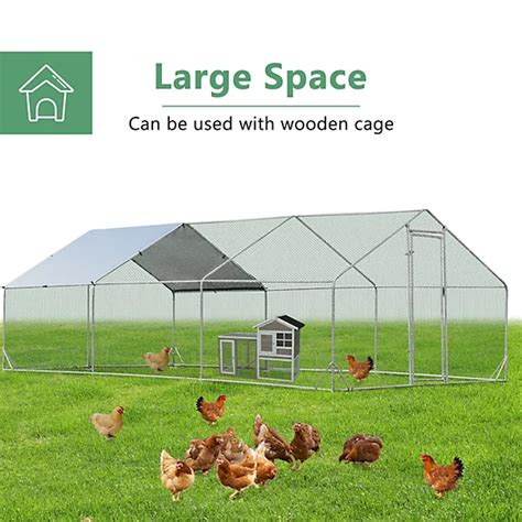 Costway 6m X 3m Chicken Coop Large Metal Spire Shaped W Cover Walk In