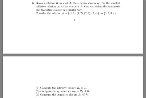 solved 6 given a relation r on a set a the reflexive