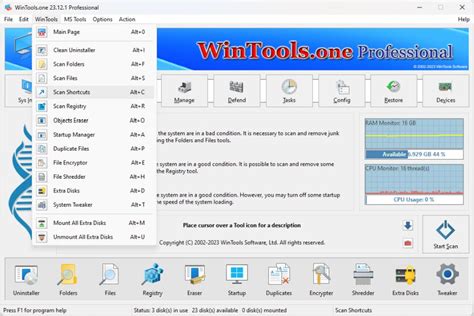 wintools one how can one detect correct or delete shortcuts of files