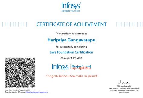 Haripriya Gangavarapu On Linkedin Java Javatechnologystack Infosysspringboard Learning