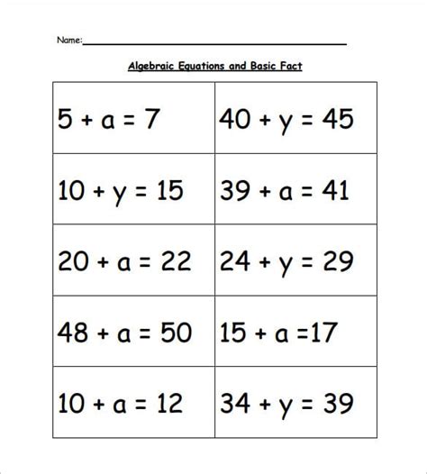 13 Simple Algebra Worksheet Templates Word Pdf Worksheets Library