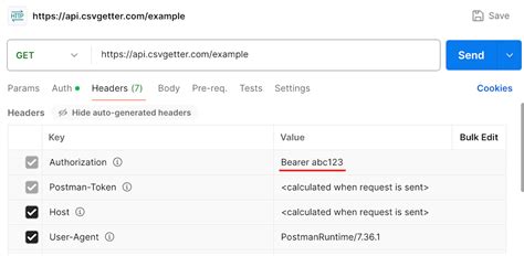 Authorization Bearer Token Example