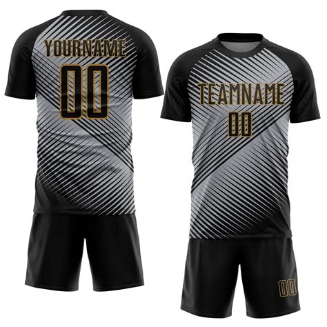Custom Gray Black Old Gold Sublimation Soccer Uniform Jersey Soccer