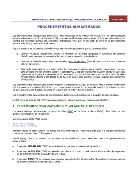 teoria procedimientos almacenados pdf sql tabla base de datos