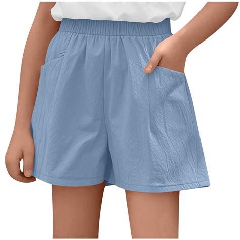 Xadyuy Bermuda Shorts For Girls 14 16 Elastic High Waisted Linen Shorts