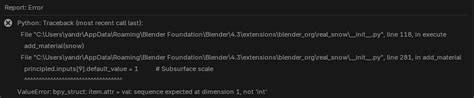 Real Snow Addon Error Python Support Blender Artists Community