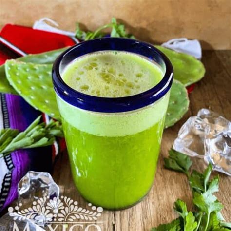 Green Cactus Juice With Mexican Nopales Licuado De Nopales