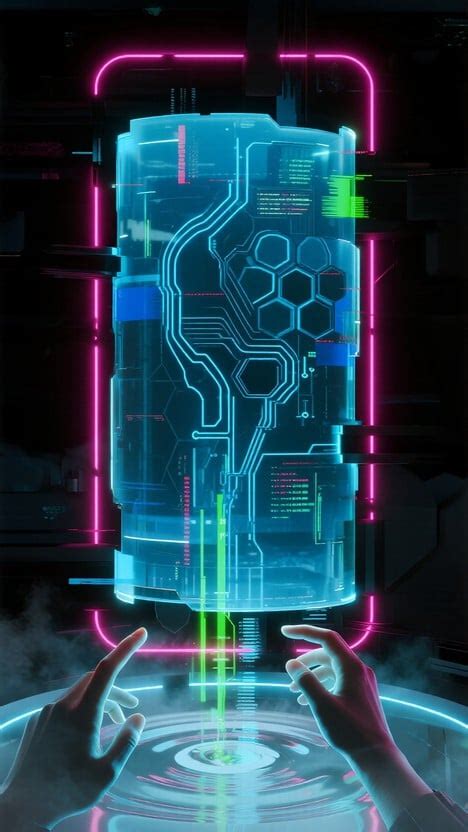 Free Holographic Circuit Terminal Photo Cyberpunk Holographic