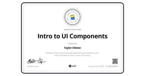 Certificate Of Completion For Ui Components I Uxcel
