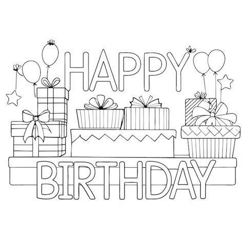 Happy Birthday Outline Vectors And Illustrations For Free Download Freepik