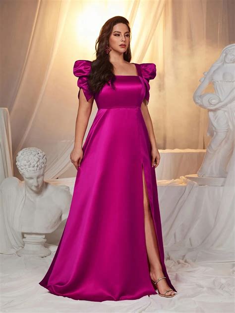 Glamrae Plus Size Oversized Fuchsia 3d Floral Exaggerated Silhouette