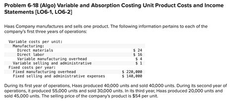 solved problem 6 18 algo variable and absorption costing