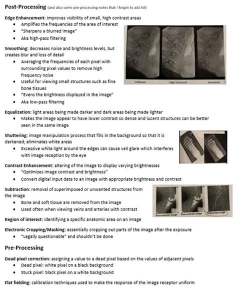 Post Processing Notes Medical Radiography Radiography Student