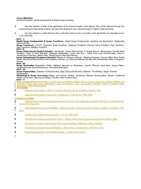 Dip Syllabus Pdf Data Compression Image Segmentation