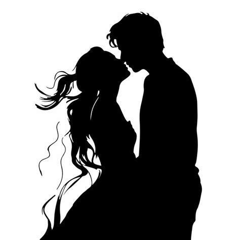 Premium Vector A Silhouette Of A Bride And Groom Kissing