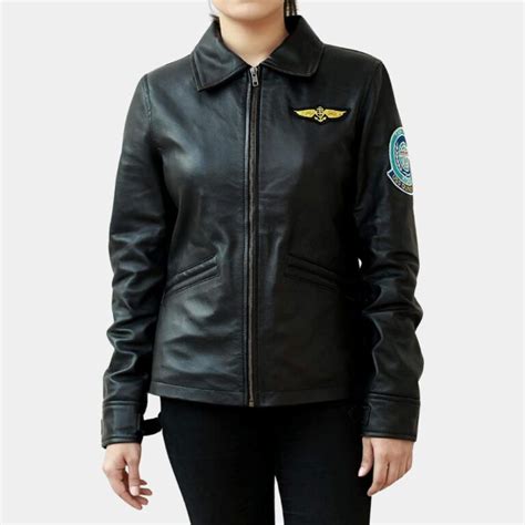 Kelly McGillis Top Gun Leather Jacket Charlotte Charlie Blackwood Black Real Leather Flight