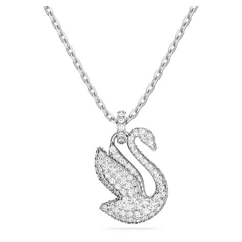 Iconic Swan Pendant Swan Small White Rhodium Plated Shukha Online