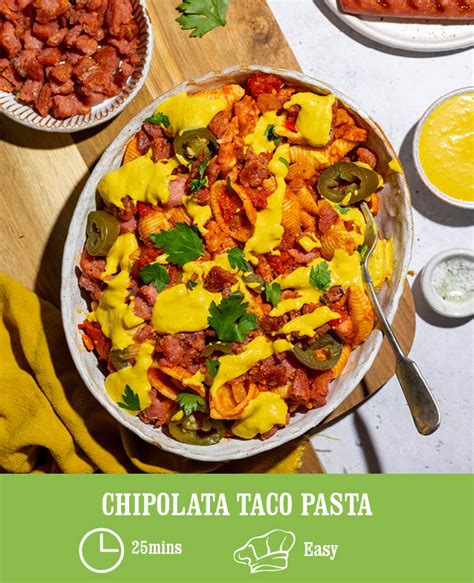 Chipolata Taco Pasta With Vegan Nacho Cheese Heck Food Ltd
