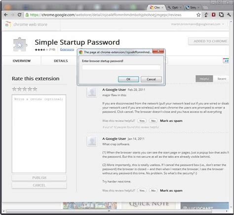 Simple Startup Password Not Overly Secure Chrome Password Protection Ghacks Tech News