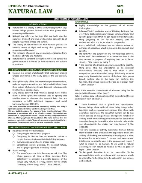 Ethics Transes Natural Law Ethics Mr Charles Suarez Sem Natural