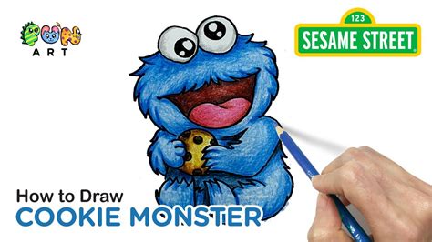Step By Step How To Draw Cookie Monster From Sesame Street