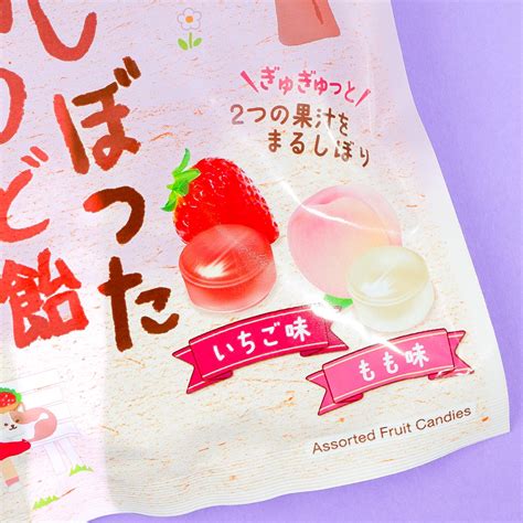 Kanro Whole Squeezed Fruit Throat Candy Strawberry And Peach Japan Candy Store