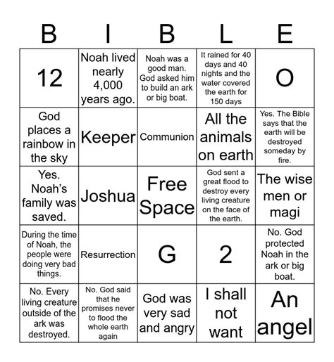 Bible Bingo Bingo Card